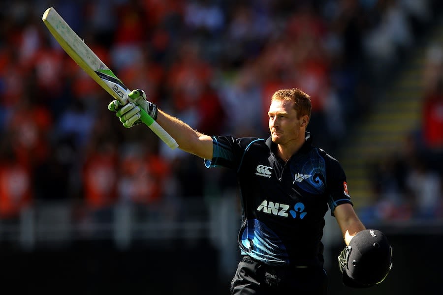 Martin Guptill celebrates his fifth ODI hundred | ESPNcricinfo.com