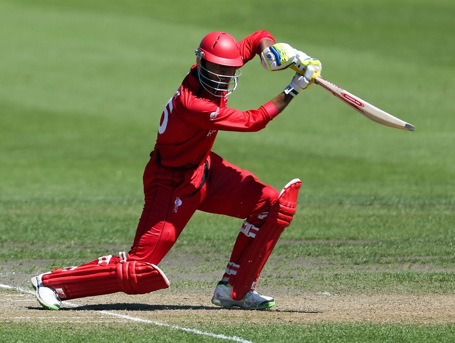 Nizakat Khan of Hong Kong bats during the ICC Cricket World Cup ...