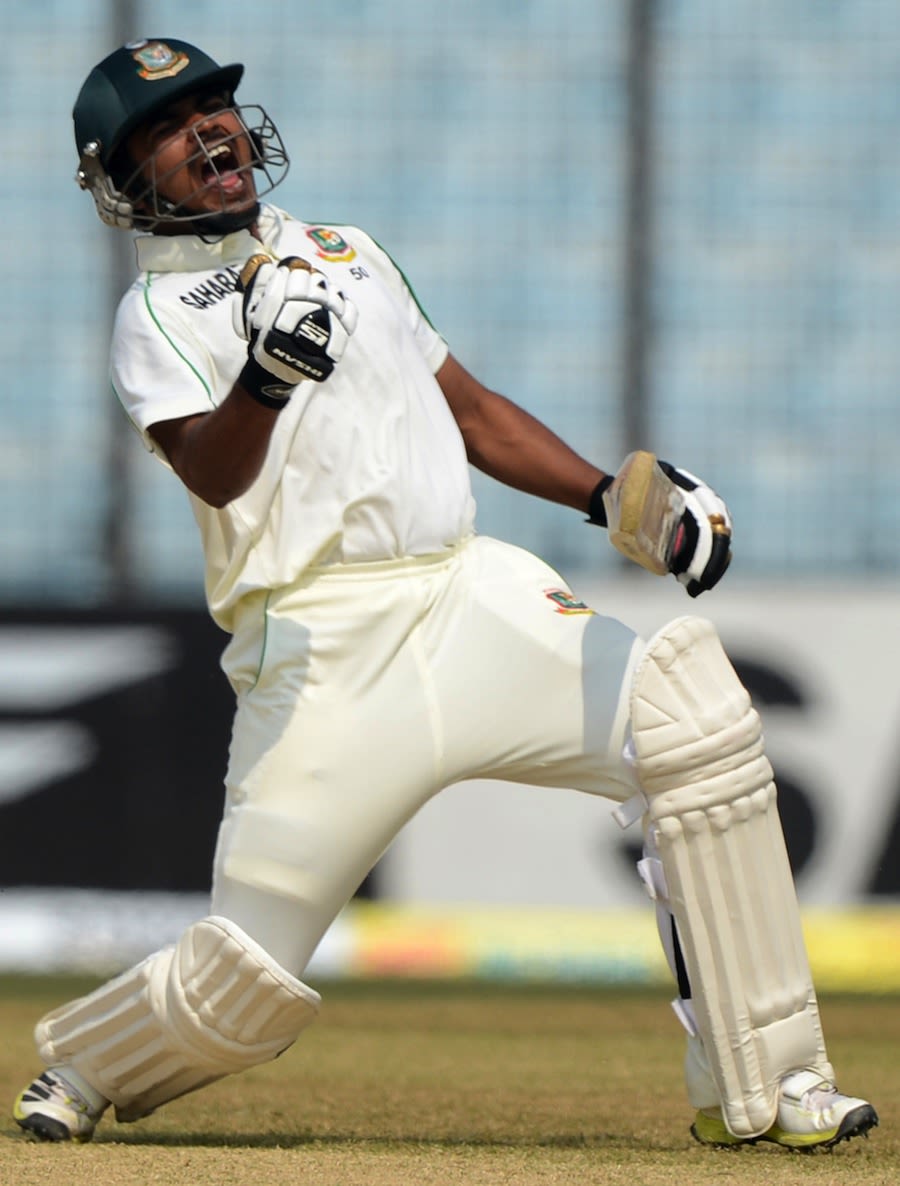 Shamsur Rahman celebrates his hundred | ESPNcricinfo.com