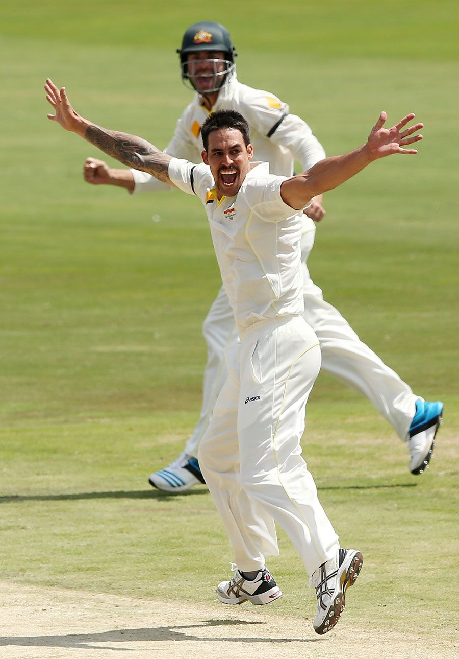 Mitchell Johnson celebrates one of his four wickets | ESPNcricinfo.com