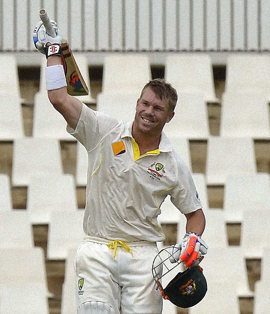 David Warner celebrates his sixth Test hundred | ESPNcricinfo.com