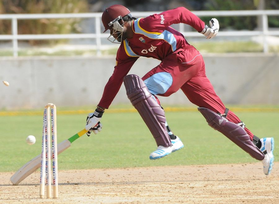 A direct hit from George Dockrell catches Kirk Edwards short of the ...