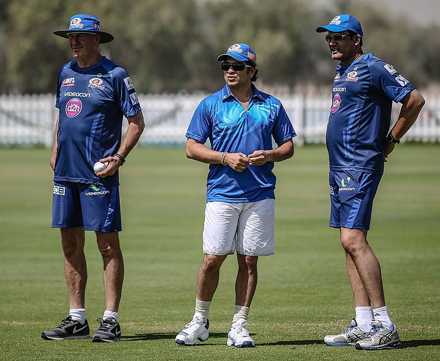 John Wright, Sachin Tendulkar and Anil Kumble at the Mumbai Indians' nets | ESPNcricinfo.com