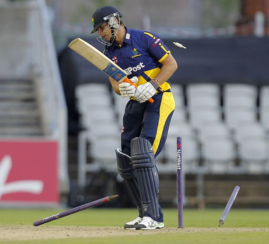 Stewart Walters had his stumps rearranged by Jordan Clark ...