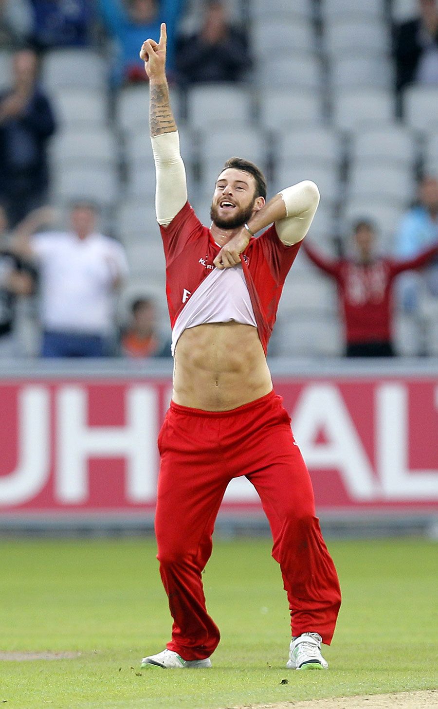 Jordan Clark celebrates sealing Lancashire's victory | ESPNcricinfo.com