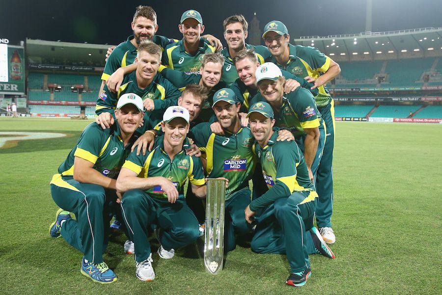 The Australian team poses after the 4-1 series win | ESPNcricinfo.com