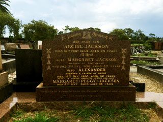 Archie Jackson's grave in the Field of Mars cemetery in Sydney ...