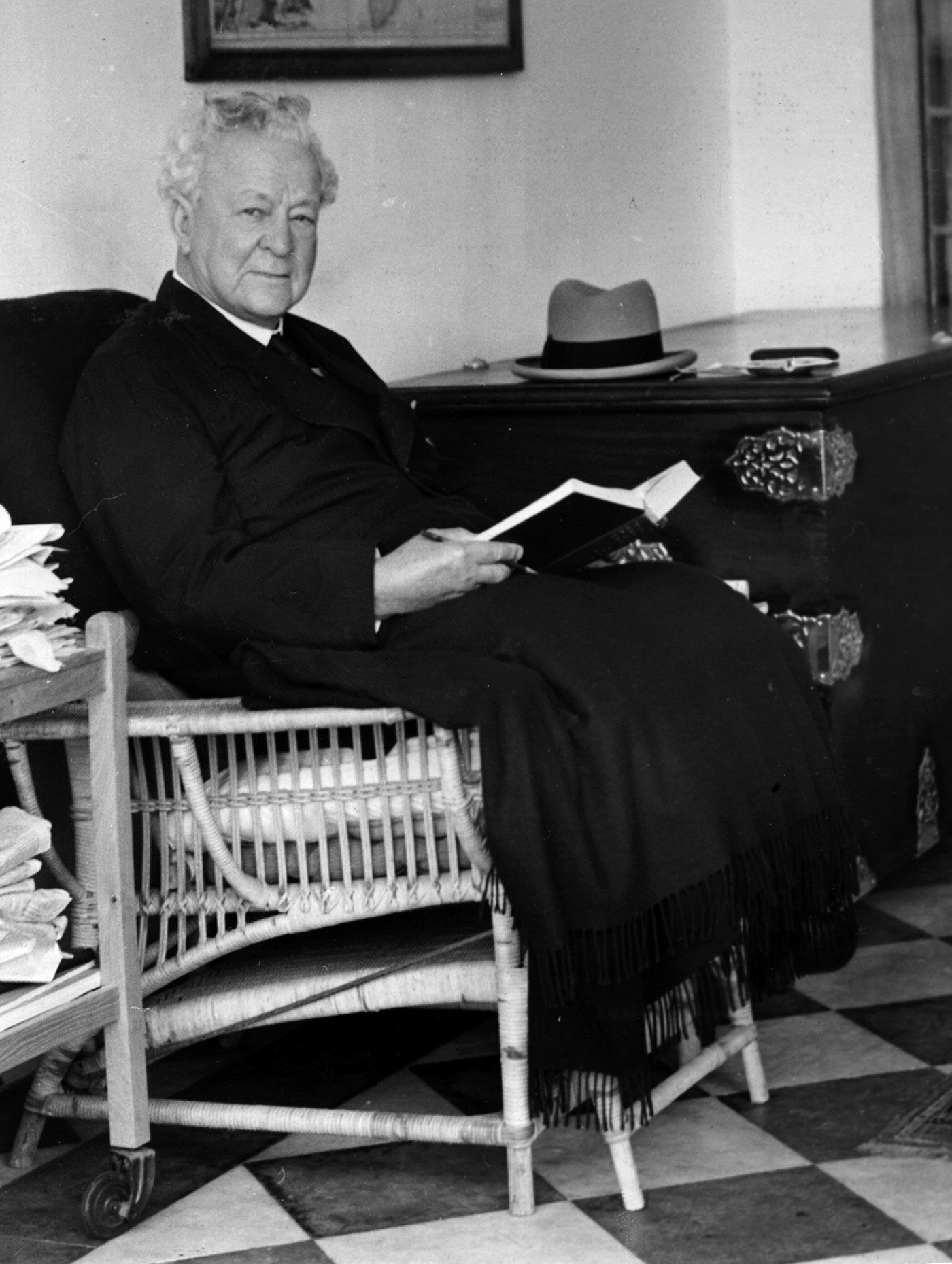 South African millionaire race horse owner Sir Abe Bailey at his home ...
