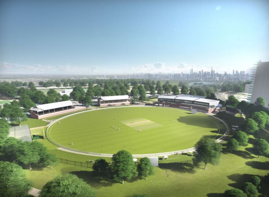 An artist's impression of how the redeveloped Junction Oval will look ...