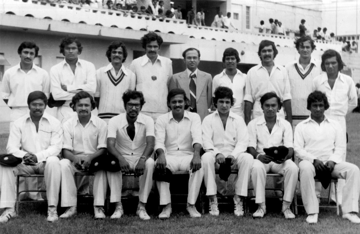 The Andhra Bank 1978-79 squad led by S Venkatraghavan (sitting, fourth ...