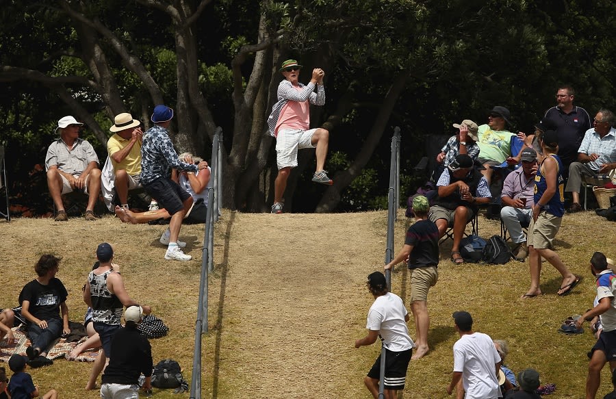 Trent Boult smacked a huge six over long-on and was caught in the crowd ...