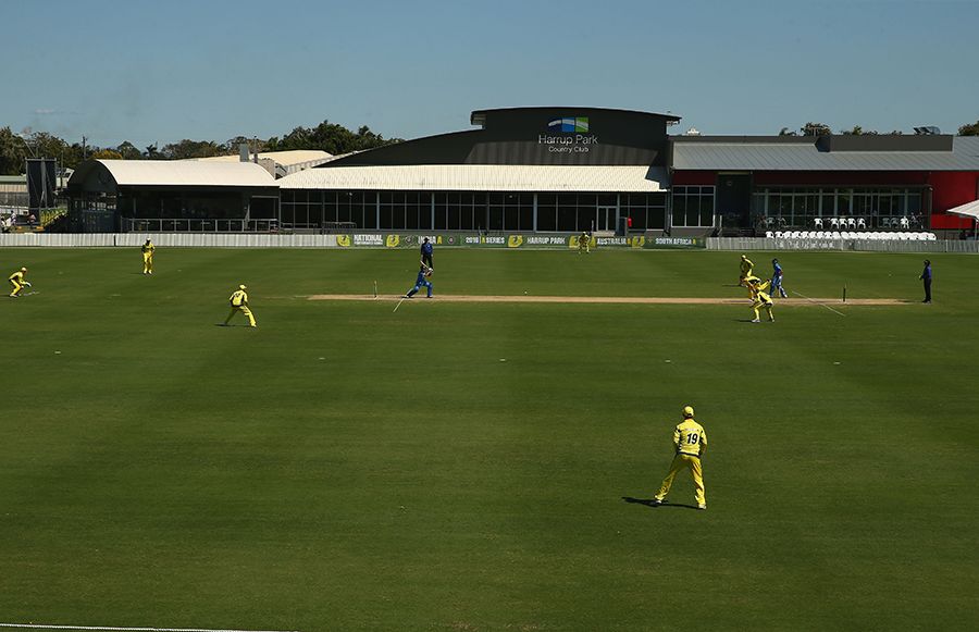 The Quadrangular A-team series final in progress at Harrup Park ...
