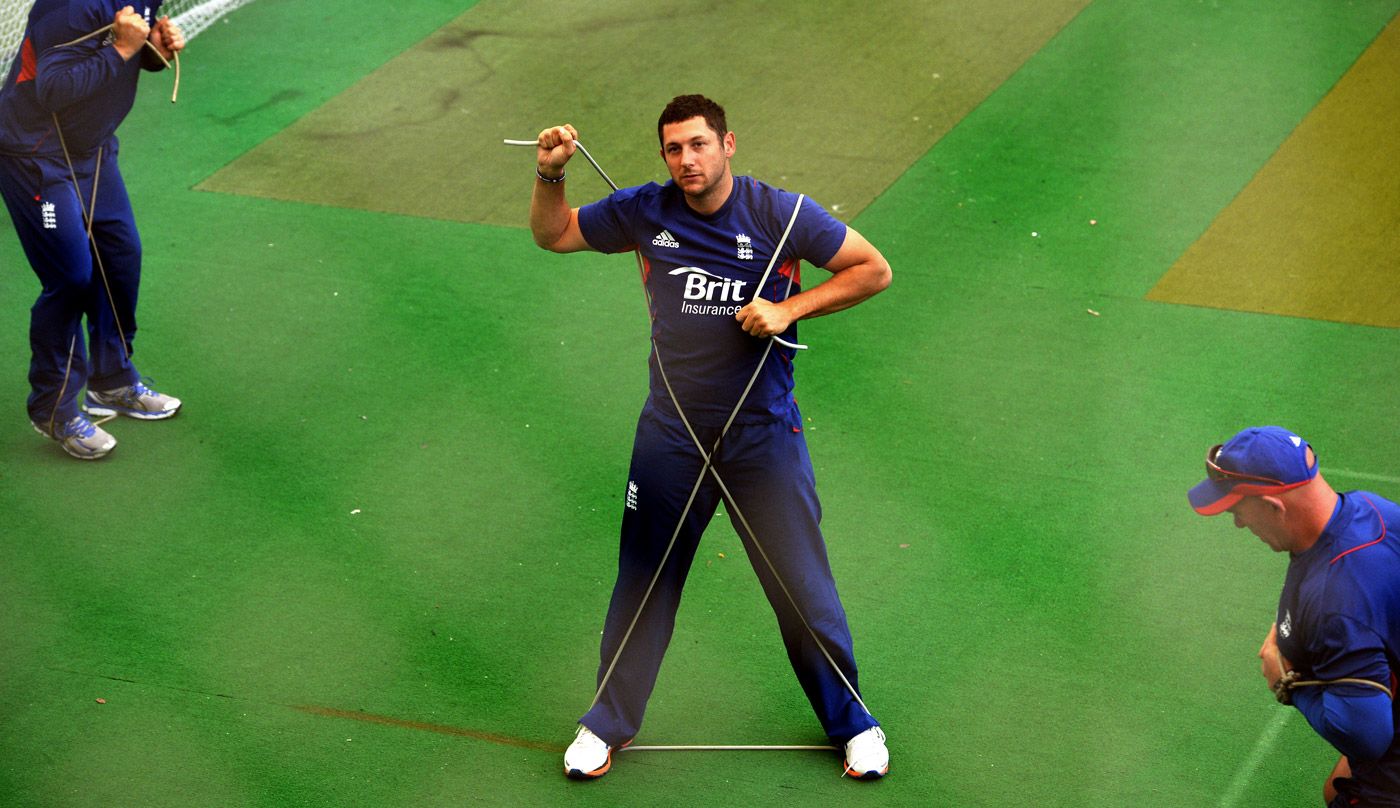 Tim Bresnan performs stretching exercises | ESPNcricinfo.com