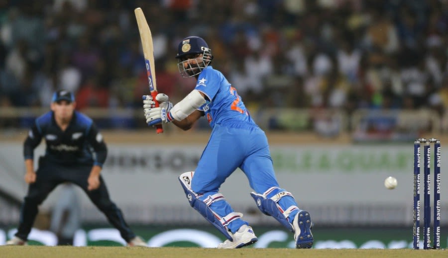 Ajinkya Rahane flicks one to fine leg | ESPNcricinfo.com Ajinkya Rahane flicks one to fine leg | ESPNcricinfo.com