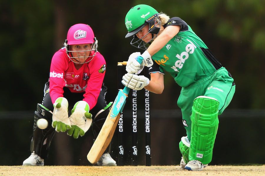 Katie Mack drives the ball during her unbeaten 48 | ESPNcricinfo.com