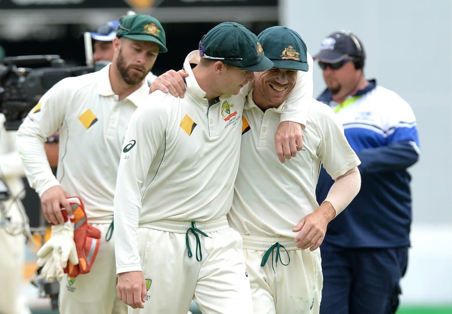 Australia's captain and vice-captain were all smiles, eventually ...