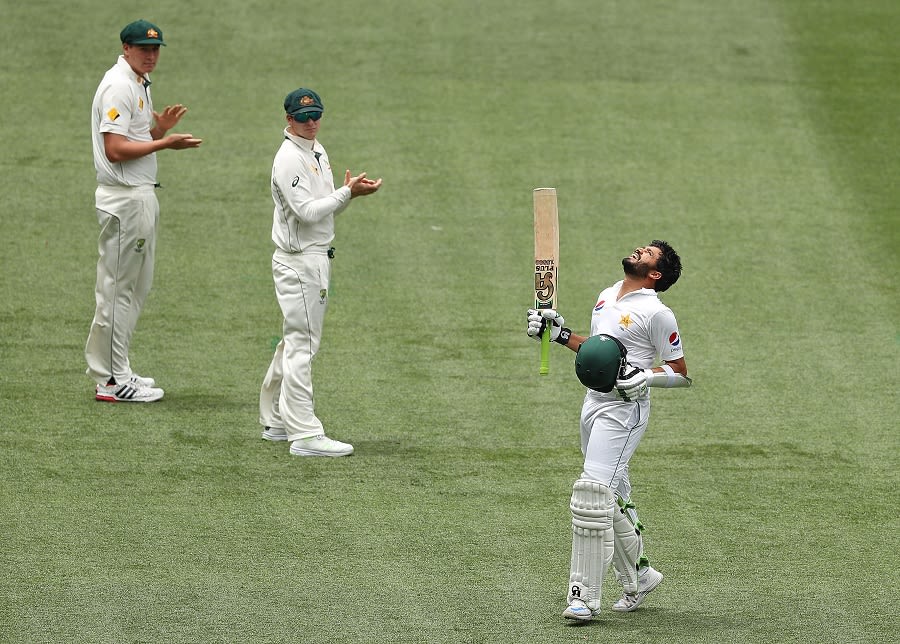 Matt Renshaw and Steven Smith applaud Azhar Ali after his double-ton ...
