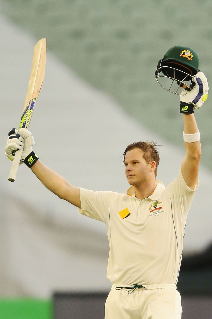 Steven Smith raises his bat after reaching his century | ESPNcricinfo.com