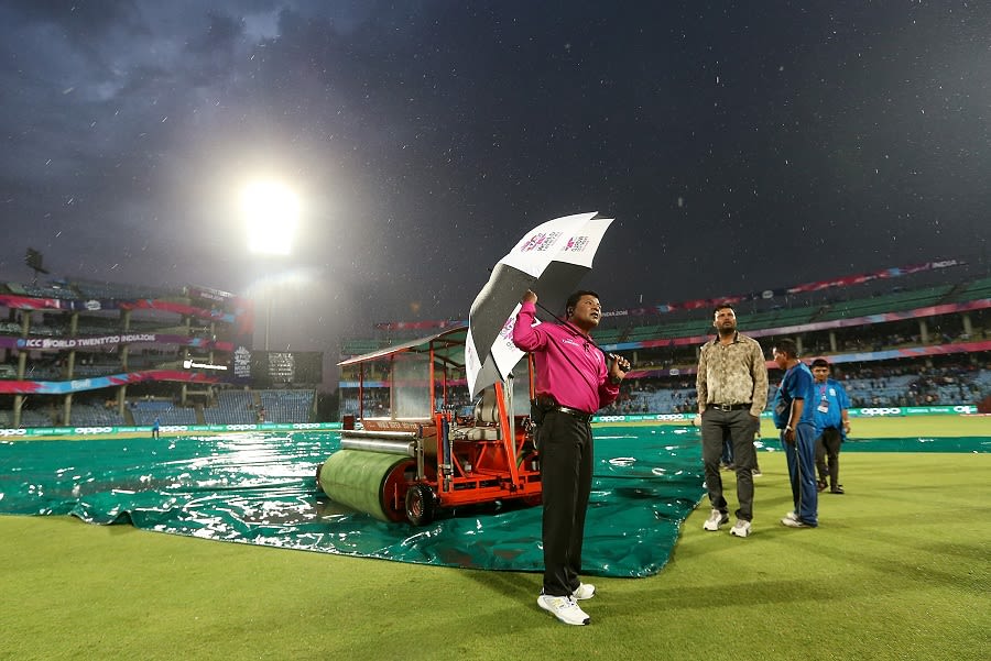 Umpire C Shamshuddin checks in with the groundstaff | ESPNcricinfo.com