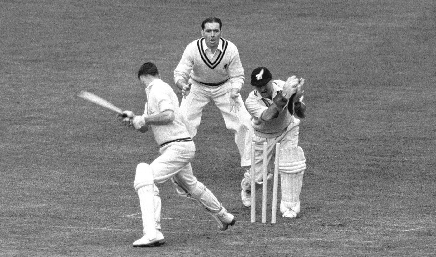 Godfrey Evans stumps Peter May | ESPNcricinfo.com