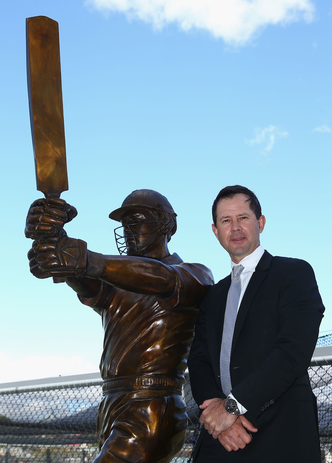 Ricky Ponting with a newly unveiled statue of himself | ESPNcricinfo.com