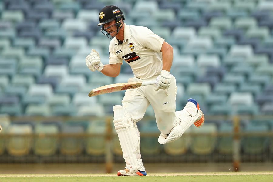 Hilton Cartwright pumps his fist after bringing up his century ...