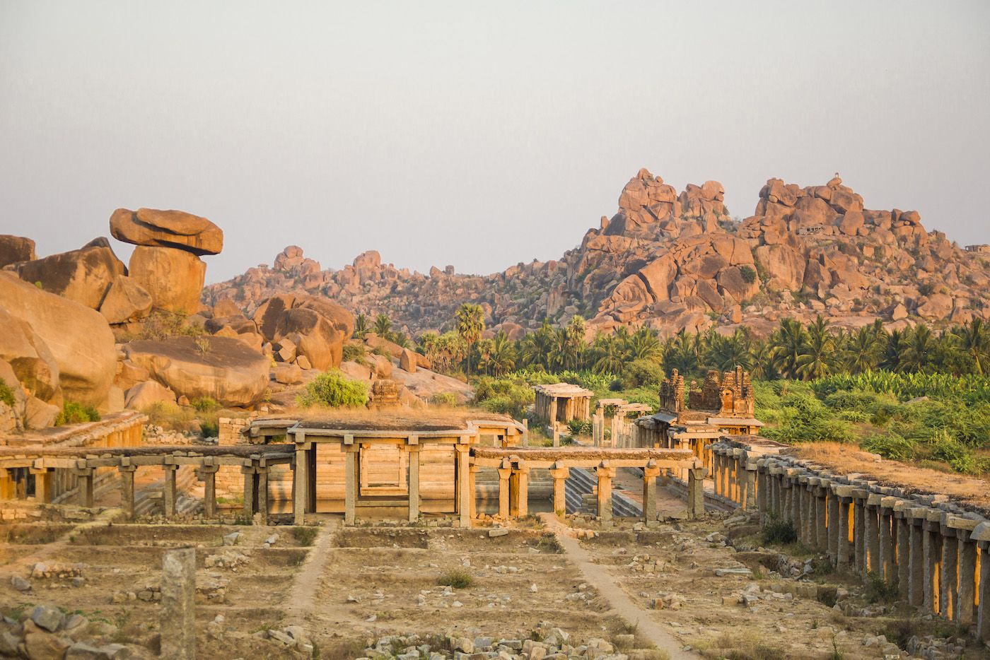 The granite hills of Hampi that were hewn to create the temples of the ...