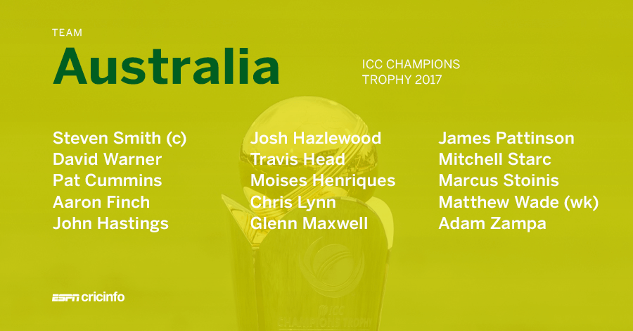 Australia's squad for the Champions Trophy | ESPNcricinfo.com