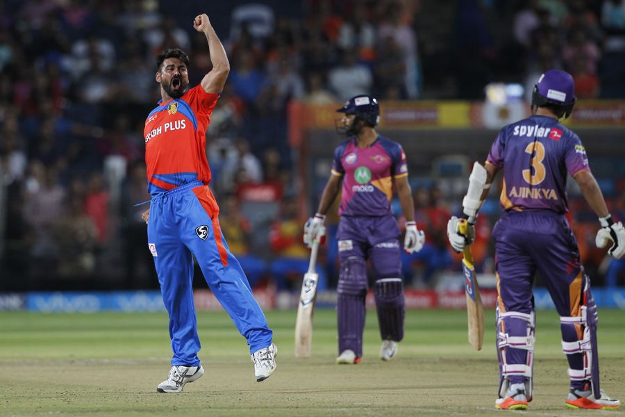 Pradeep Sangwan celebrates after removing Ajinkya Rahane | ESPNcricinfo.com