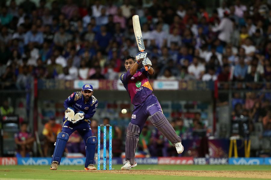 MS Dhoni muscles one into the off side | ESPNcricinfo.com