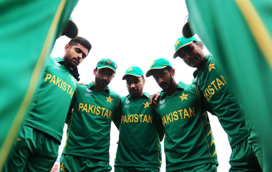 An introspective Pakistan in their team huddle before the game ...