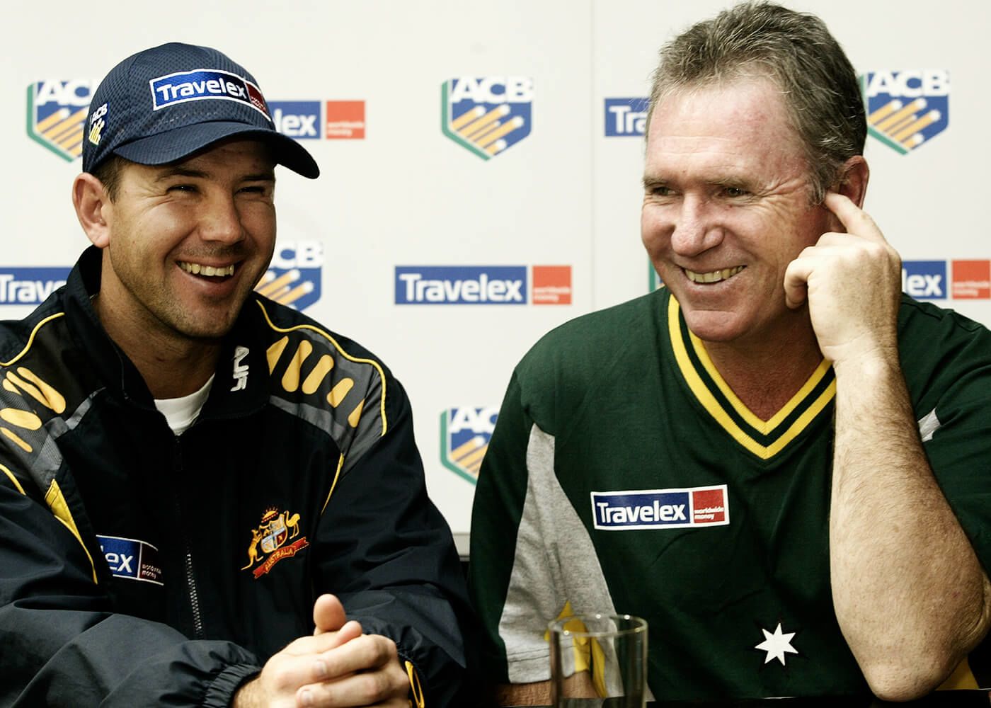Ricky Ponting and Allan Border speak at a press conference ...