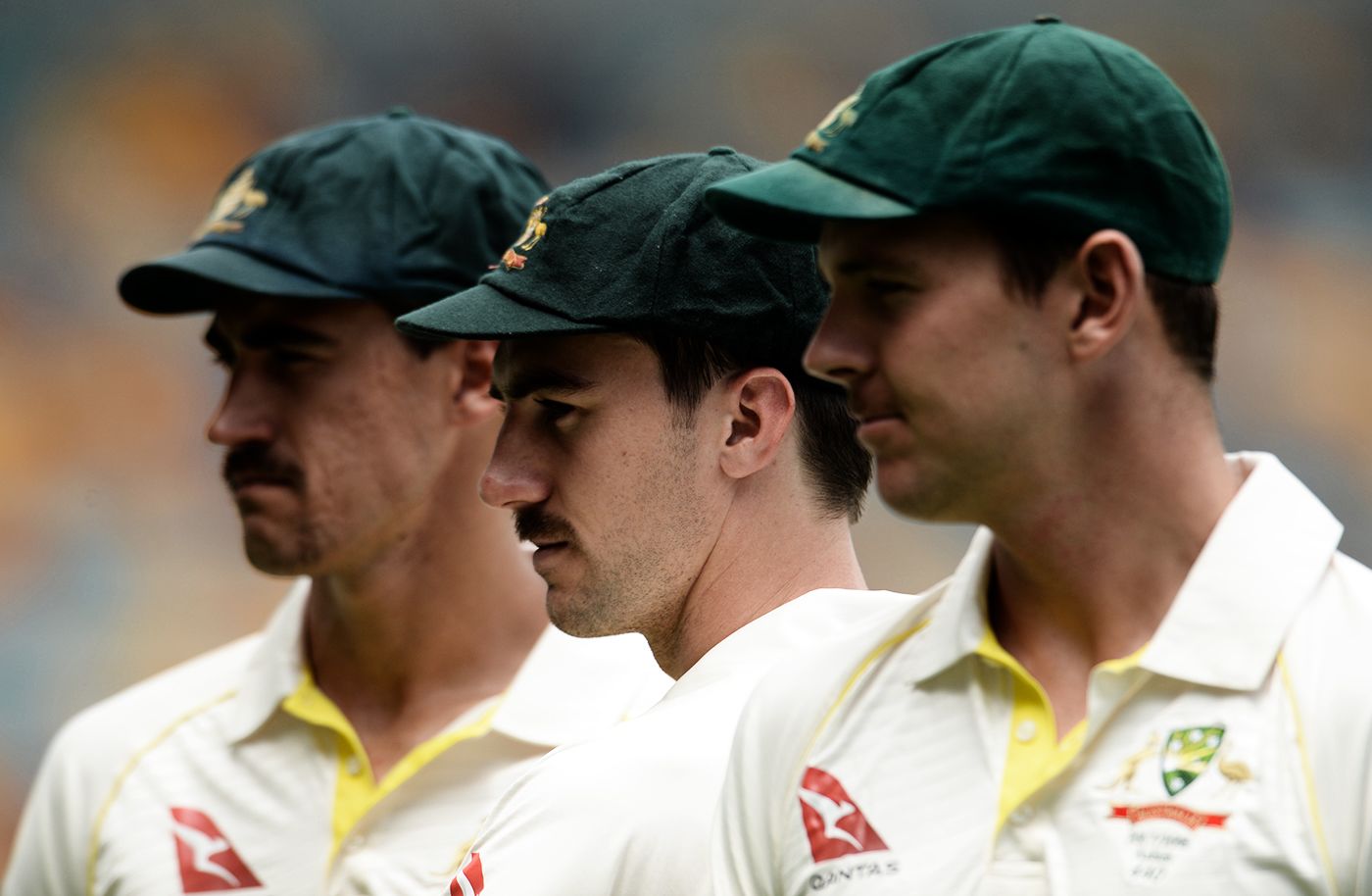 Mitchell Starc, Pat Cummins and Josh Hazlewood pose for photos ... Mitchell Starc, Pat Cummins and Josh Hazlewood pose for photos ...