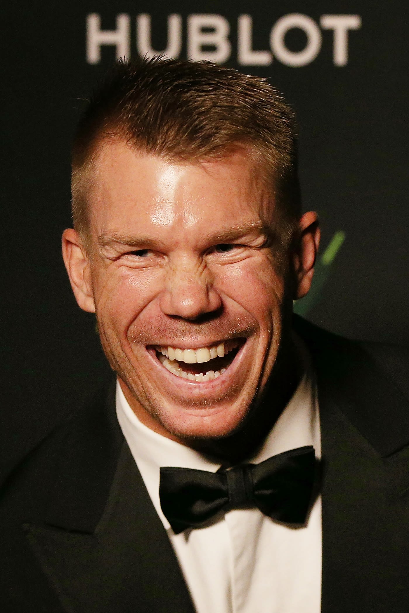 David Warner is all smiles at the Allan Border Medal ceremony ...