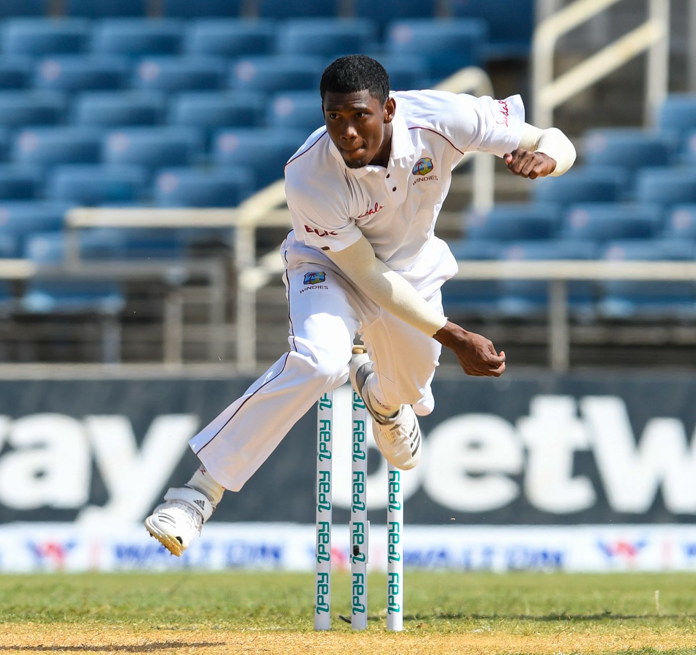 Keemo Paul in his follow through | ESPNcricinfo.com