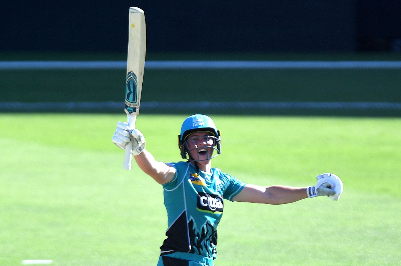 Grace Harris celebrates after smashing the fastest WBBL hundred ...