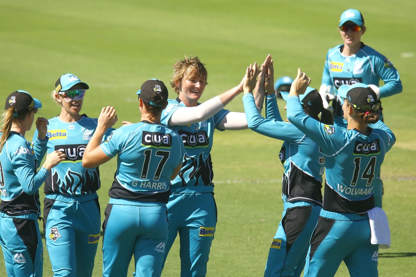 Sammy-Jo Johnson celebrates a wicket with teammates | ESPNcricinfo.com