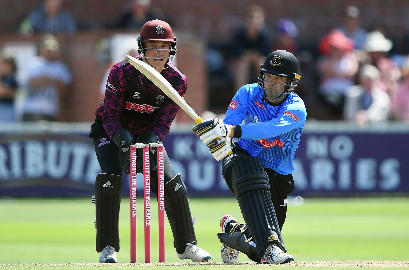 Alex Carey bats, watched by Tom Banton | ESPNcricinfo.com
