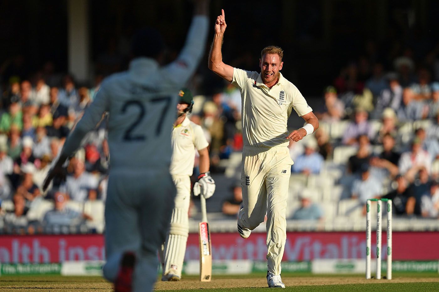 Stuart Broad celebrates the wicket of Pat Cummins | ESPNcricinfo.com