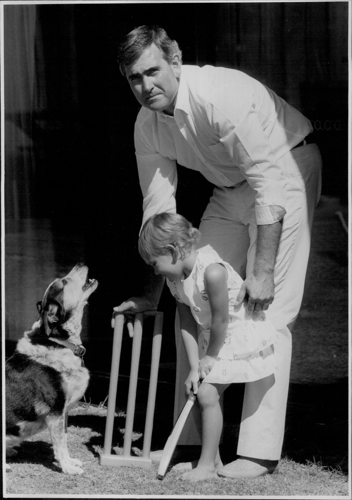 Alan Turner at home with daughter Danielle and dog Sheba | ESPNcricinfo.com