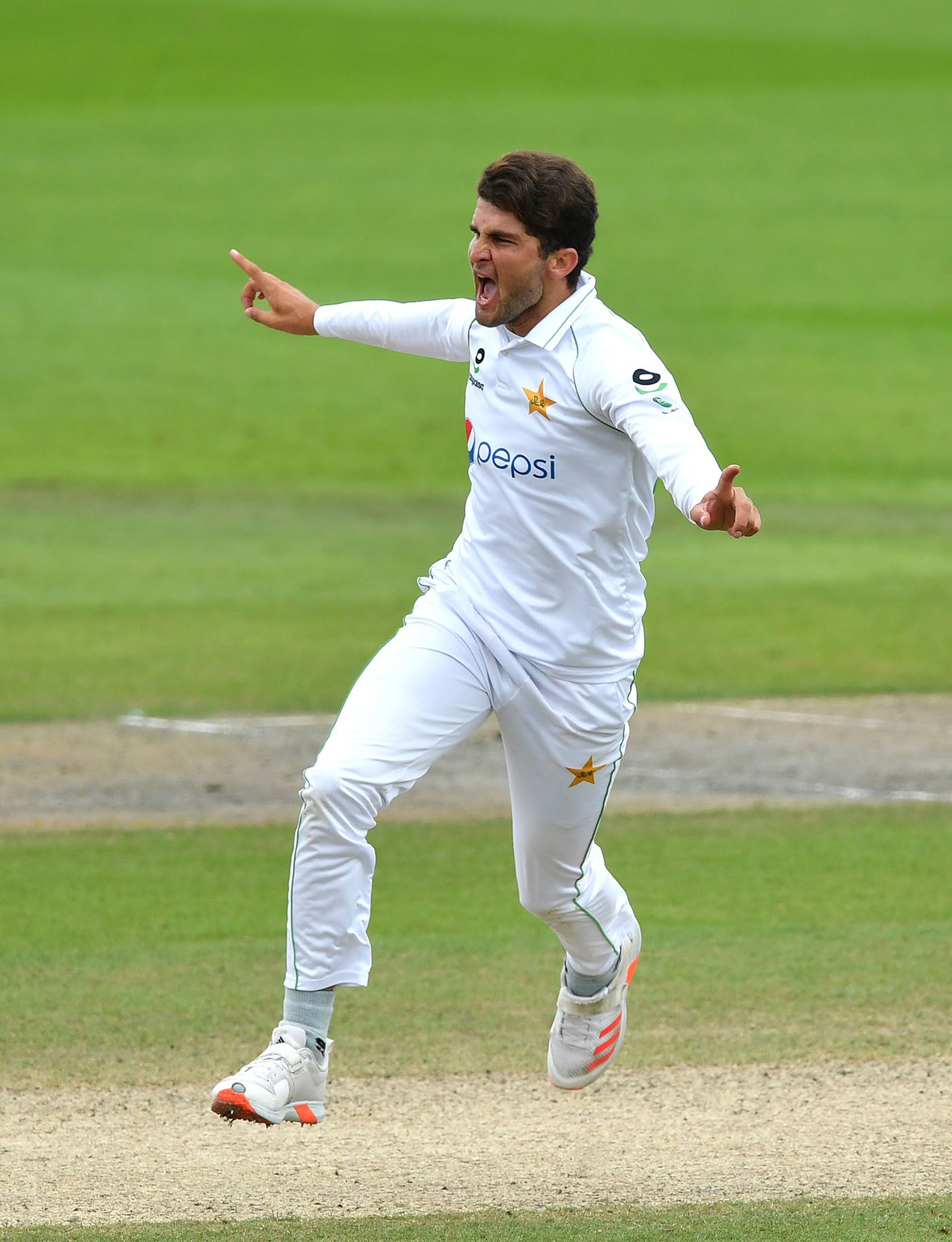 Shaheen Shah Afridi wheels away in celebration | ESPNcricinfo.com Shaheen Shah Afridi wheels away in celebration | ESPNcricinfo.com