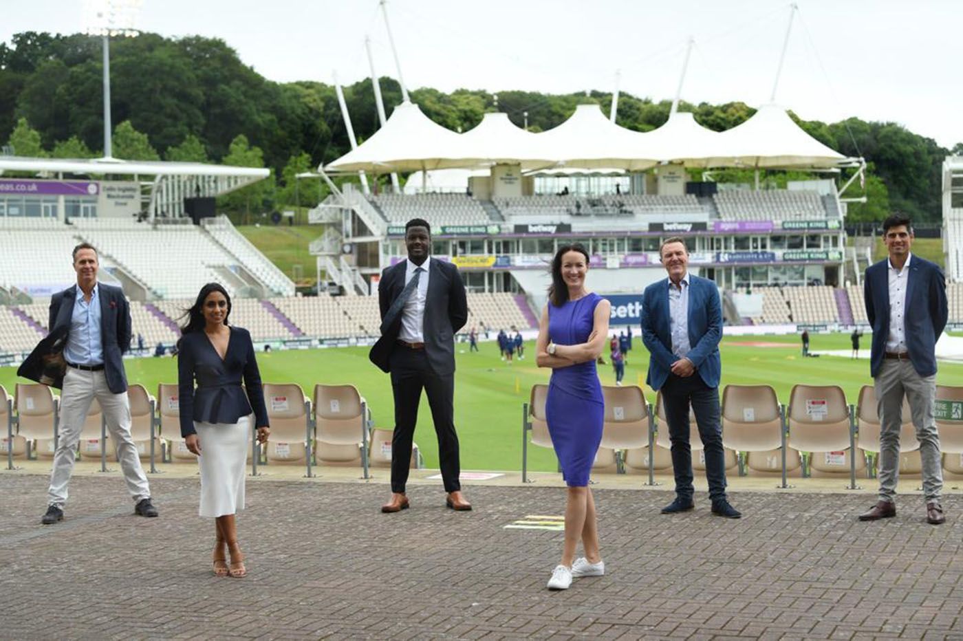 Isa Guha, front left, took over as the BBC's lead cricket presenter ...