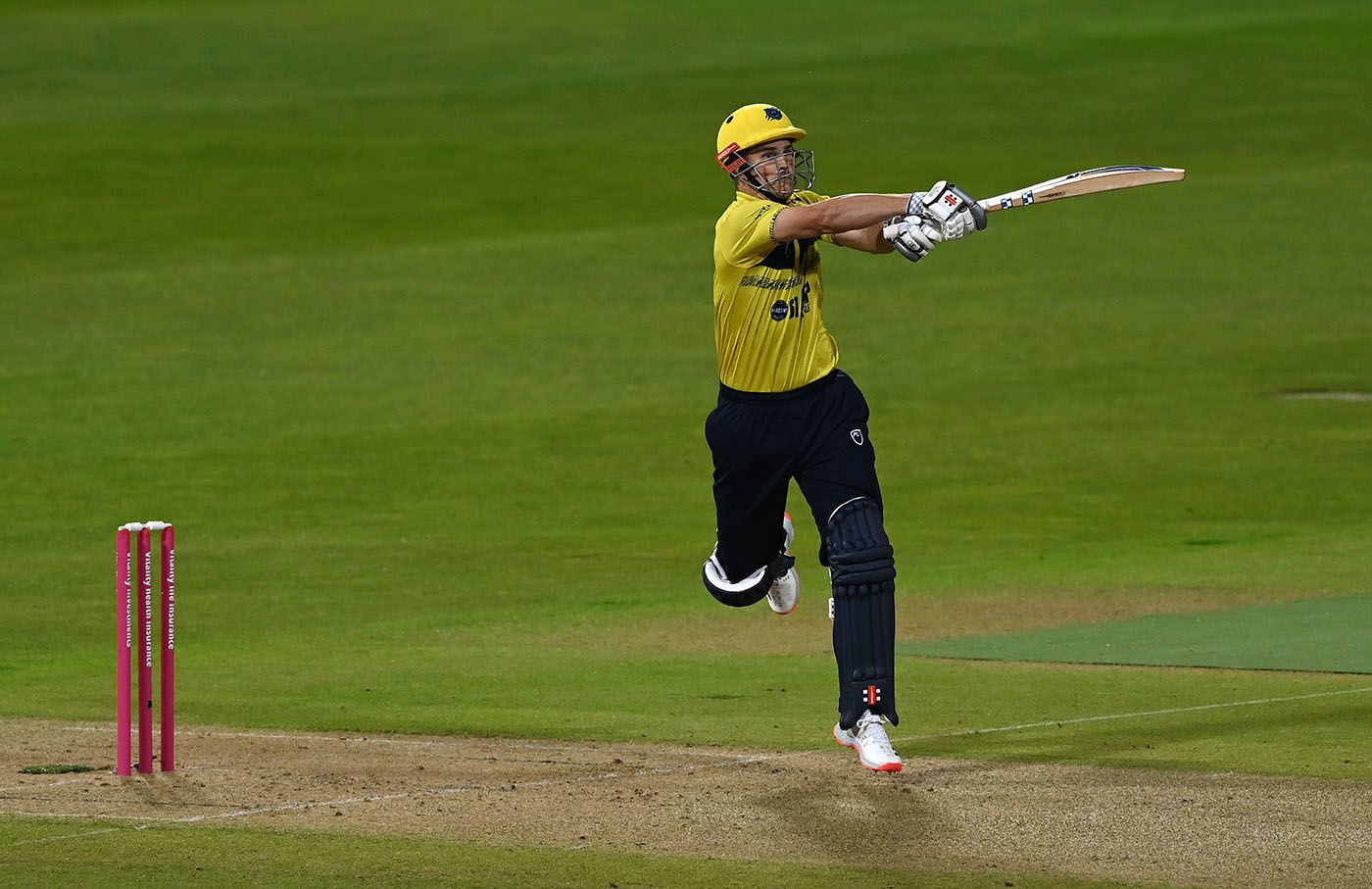 Sam Hain jumps into his shot | ESPNcricinfo.com