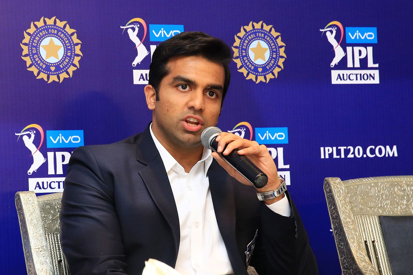 Delhi Capitals owner Parth Jindal at a press conference | ESPNcricinfo.com