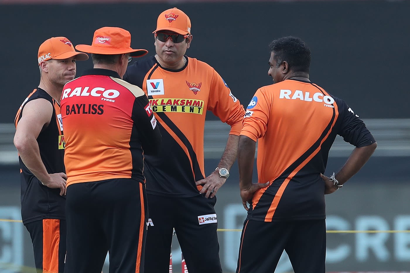 The SRH brains trust - Trevor Bayliss, David Warner, VVS Laxman and ...