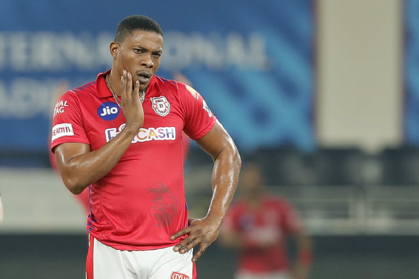 Sheldon Cottrell looks on during his spell | ESPNcricinfo.com