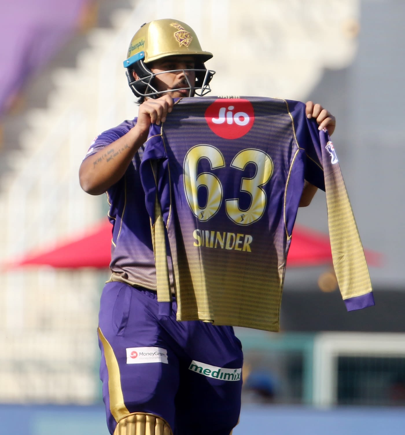 Nitish Rana dedicated the half-century to his father-in-law, who passed ...