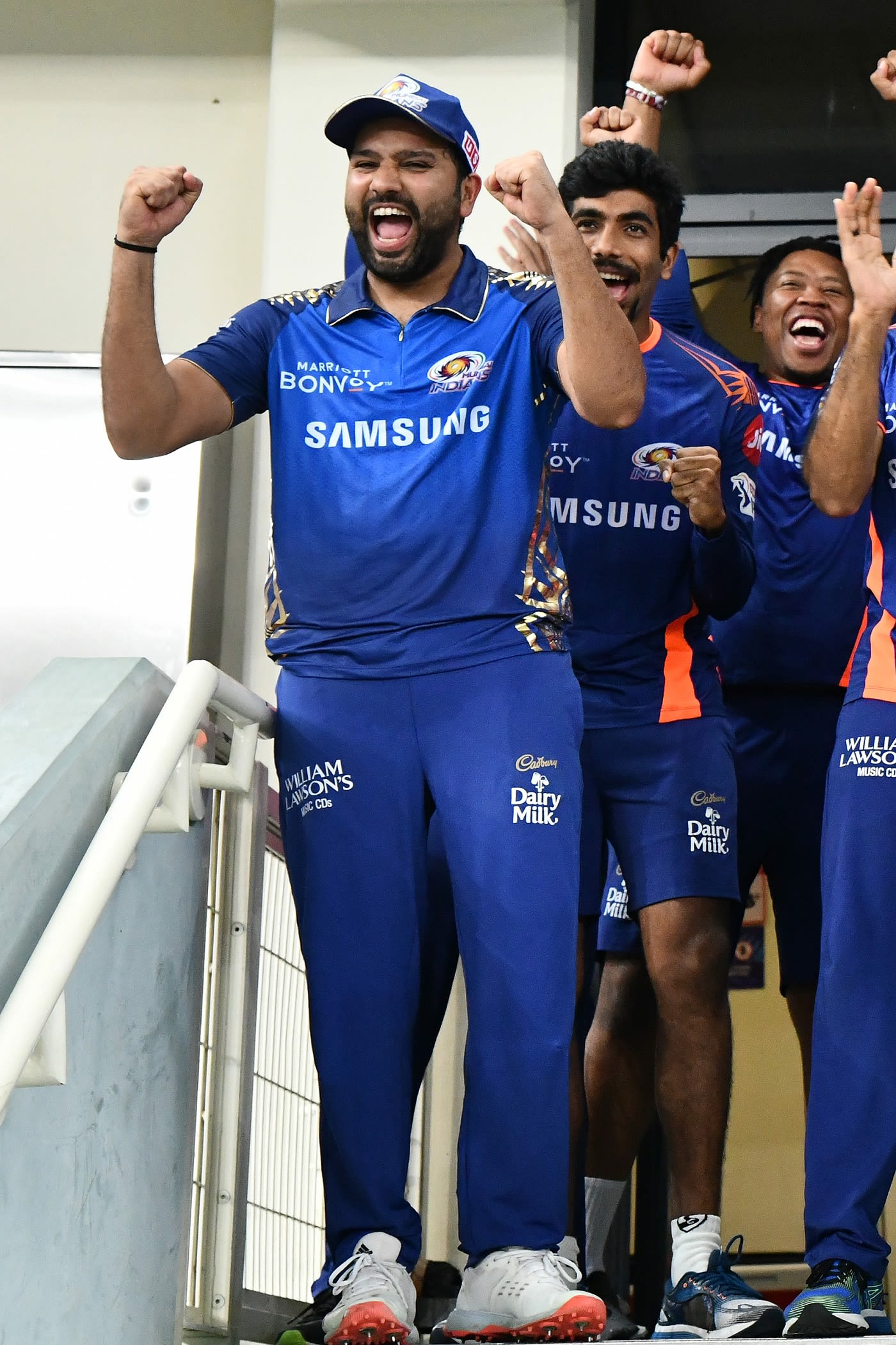 Rohit Sharma and Jasprit Bumrah lead the celebrations | ESPNcricinfo.com