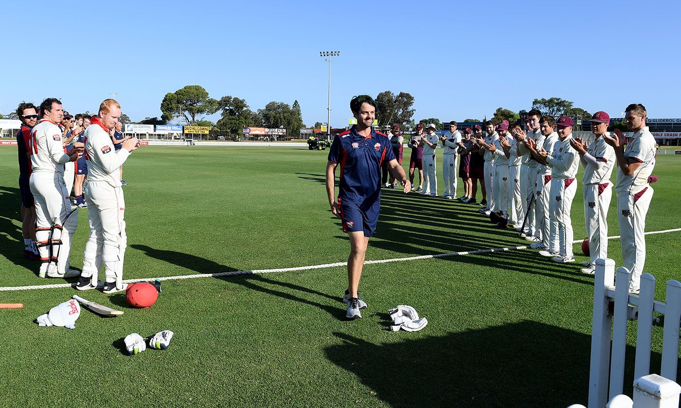 Callum Ferguson is given a guard of honour after the final day of his ...