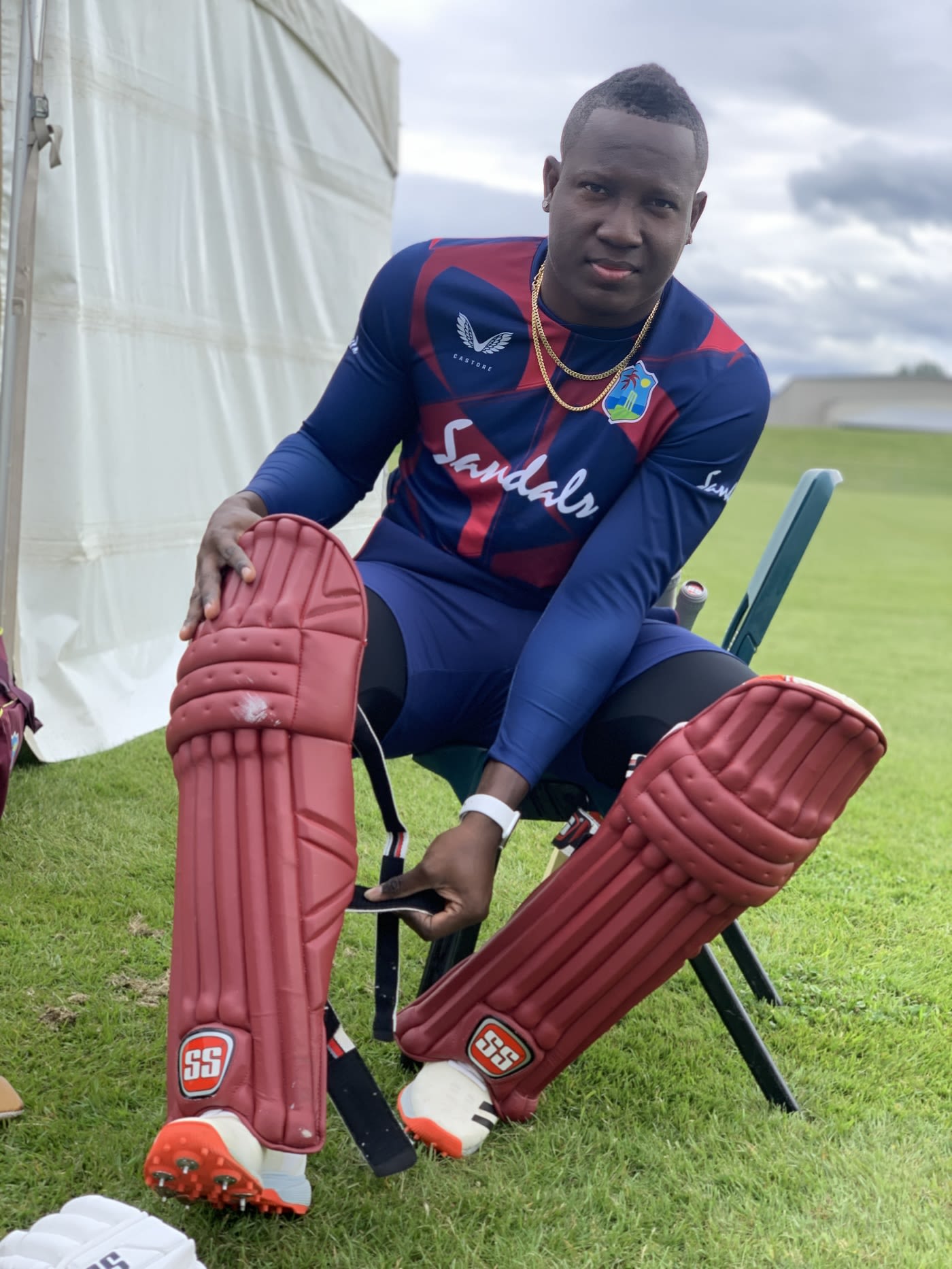 Rovman Powell pads up at the nets | ESPNcricinfo.com